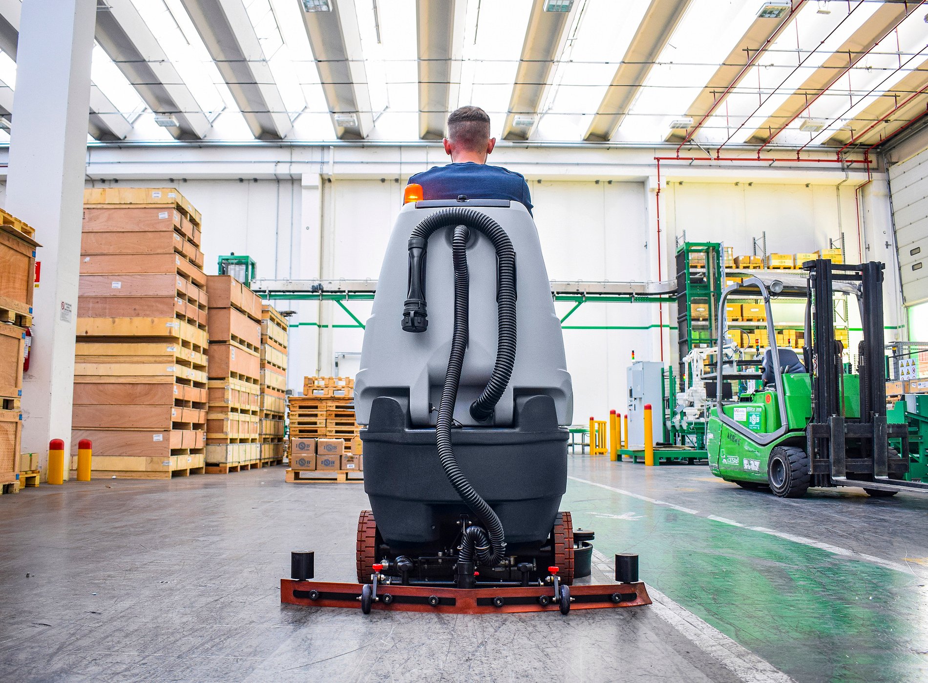The floor care of warehouses and logistics centers with professional ...